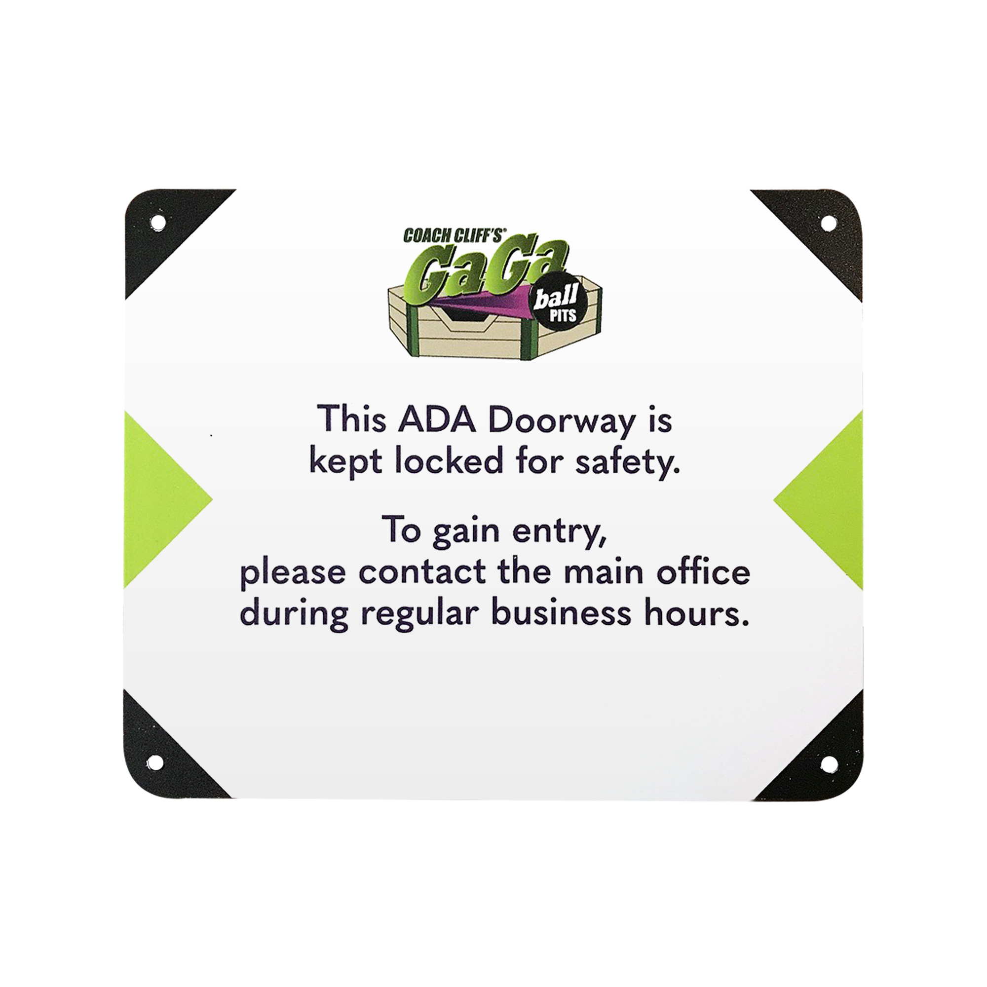 ADA Metal Sign for GaGa Ball Pits | CCGBP